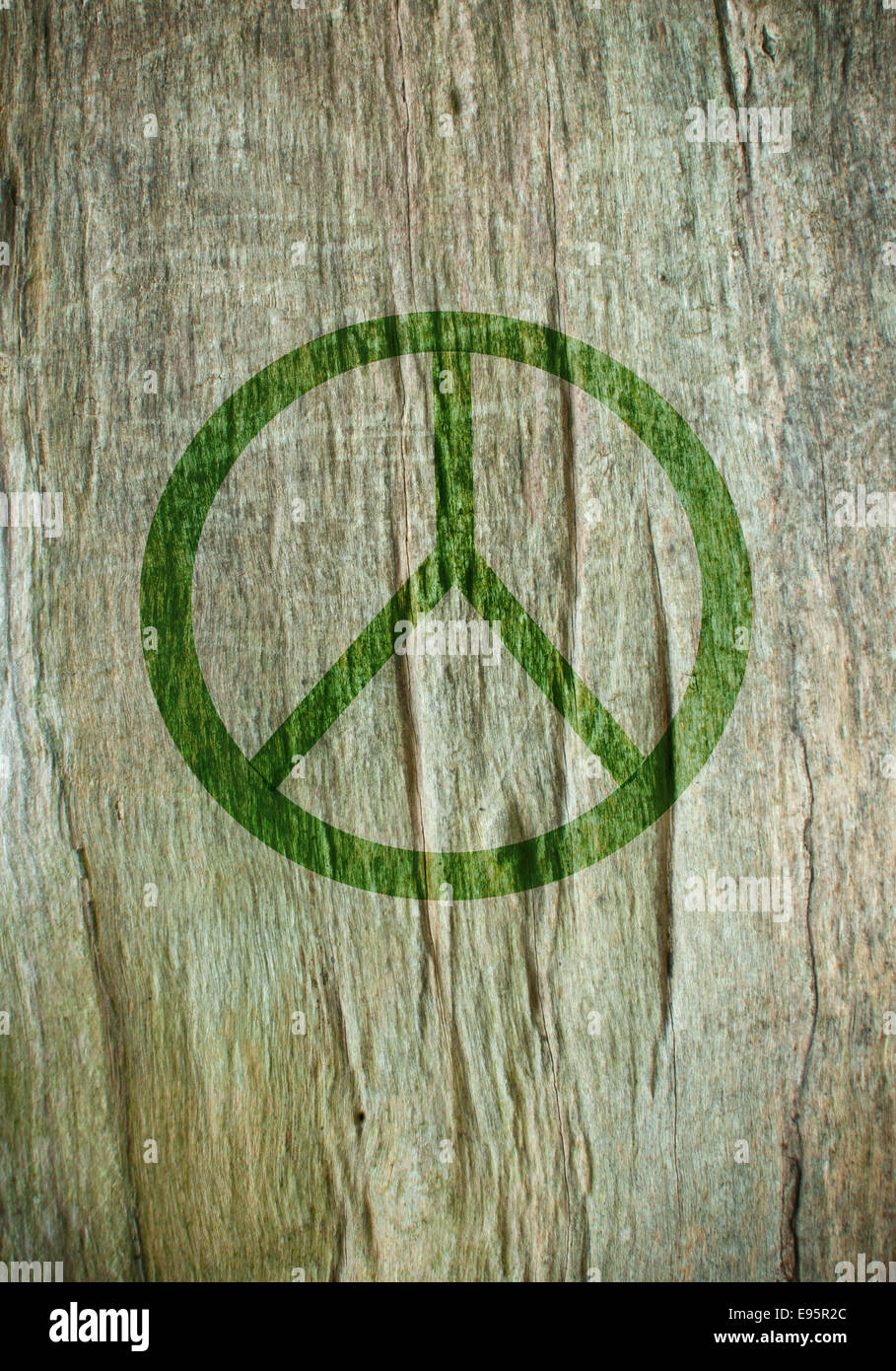 Peace sign printed on a tree trunk Stock Photo - Alamy