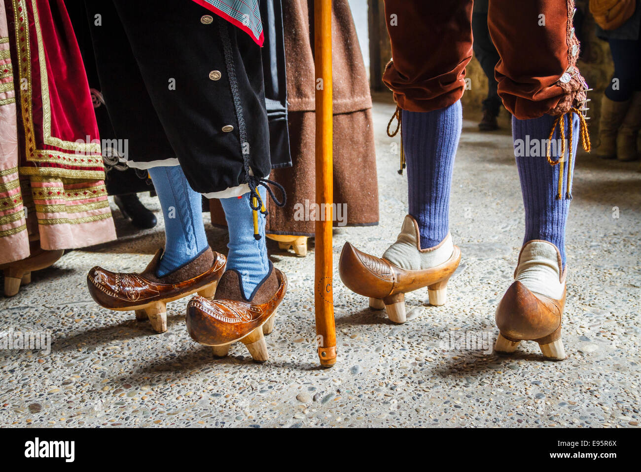 Traditional shoes or clogs or almadreñas. Orujo fair. Potes village ...
