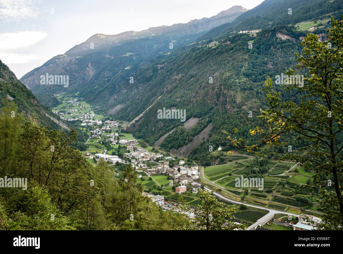 View along the Valposchaivo Valley at Brusio, Switzerland Stock Photo ...