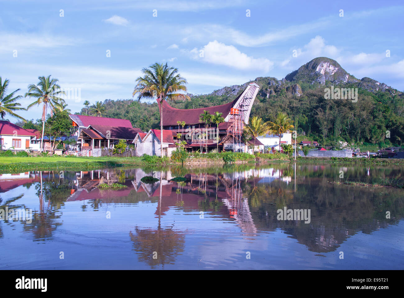 traditional wooden houses at Rantepao on Sulawesi in Indonesia Stock ...