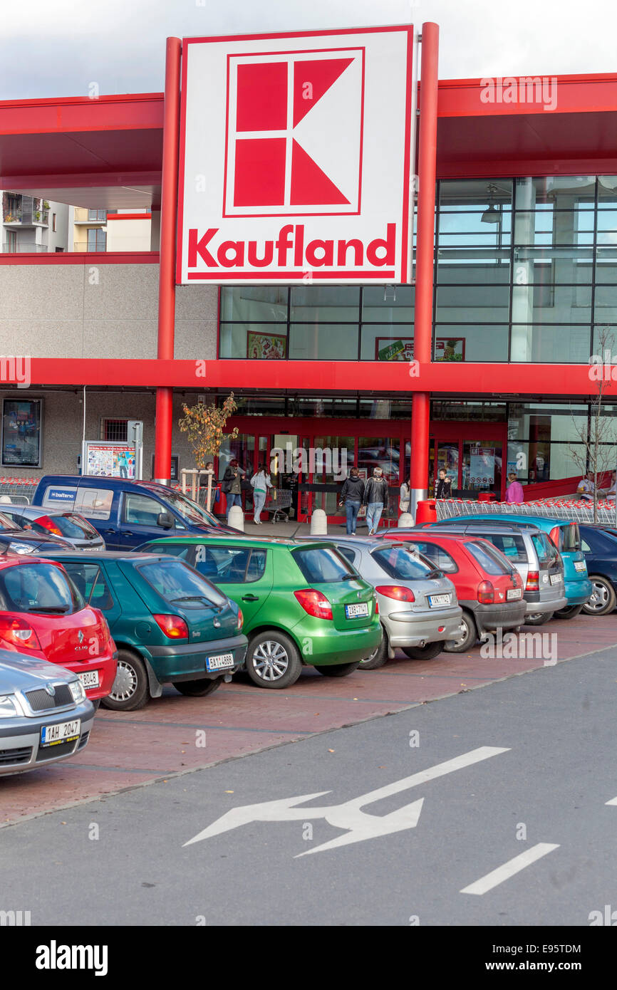 Kaufland supermarket parking Prague Czech Republic Stock Photo - Alamy