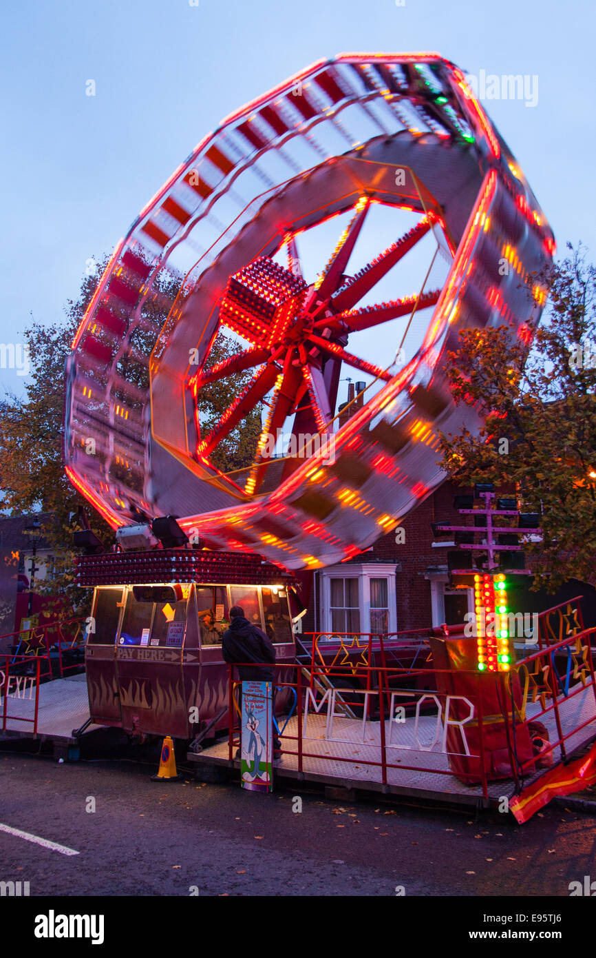 Traditional October Michaelmas fair on Broad street in the market town ...