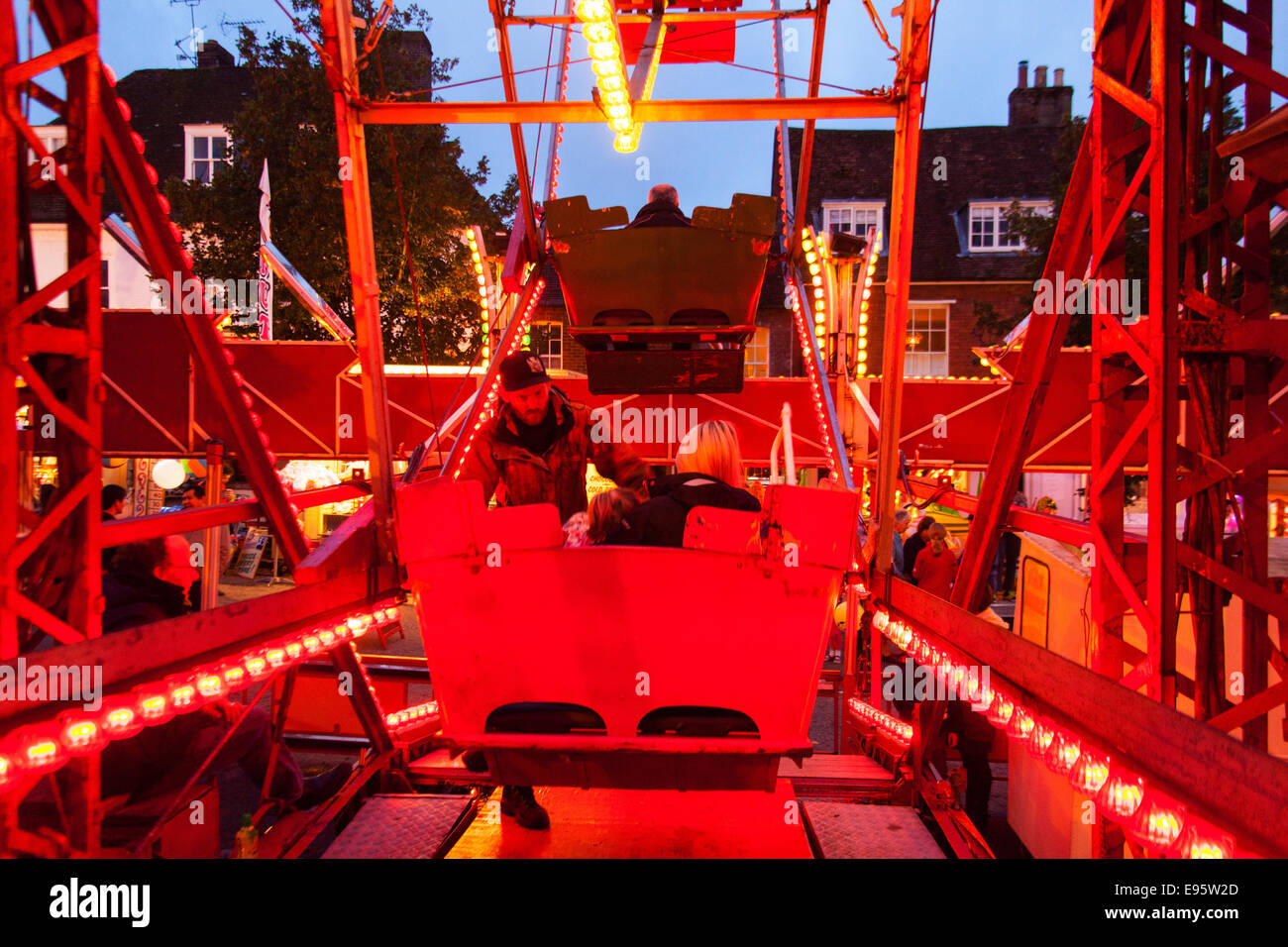 Traditional October Michaelmas fair on Broad street in the market town ...