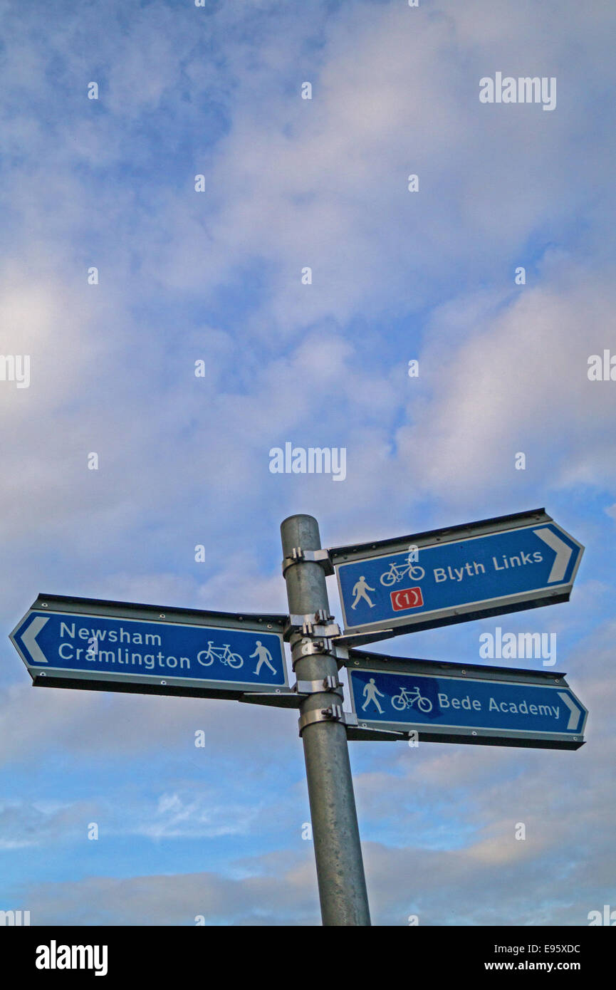 Cycle and Foot Path Signs, Blyth, Northumberland, England, UK, Europe ...