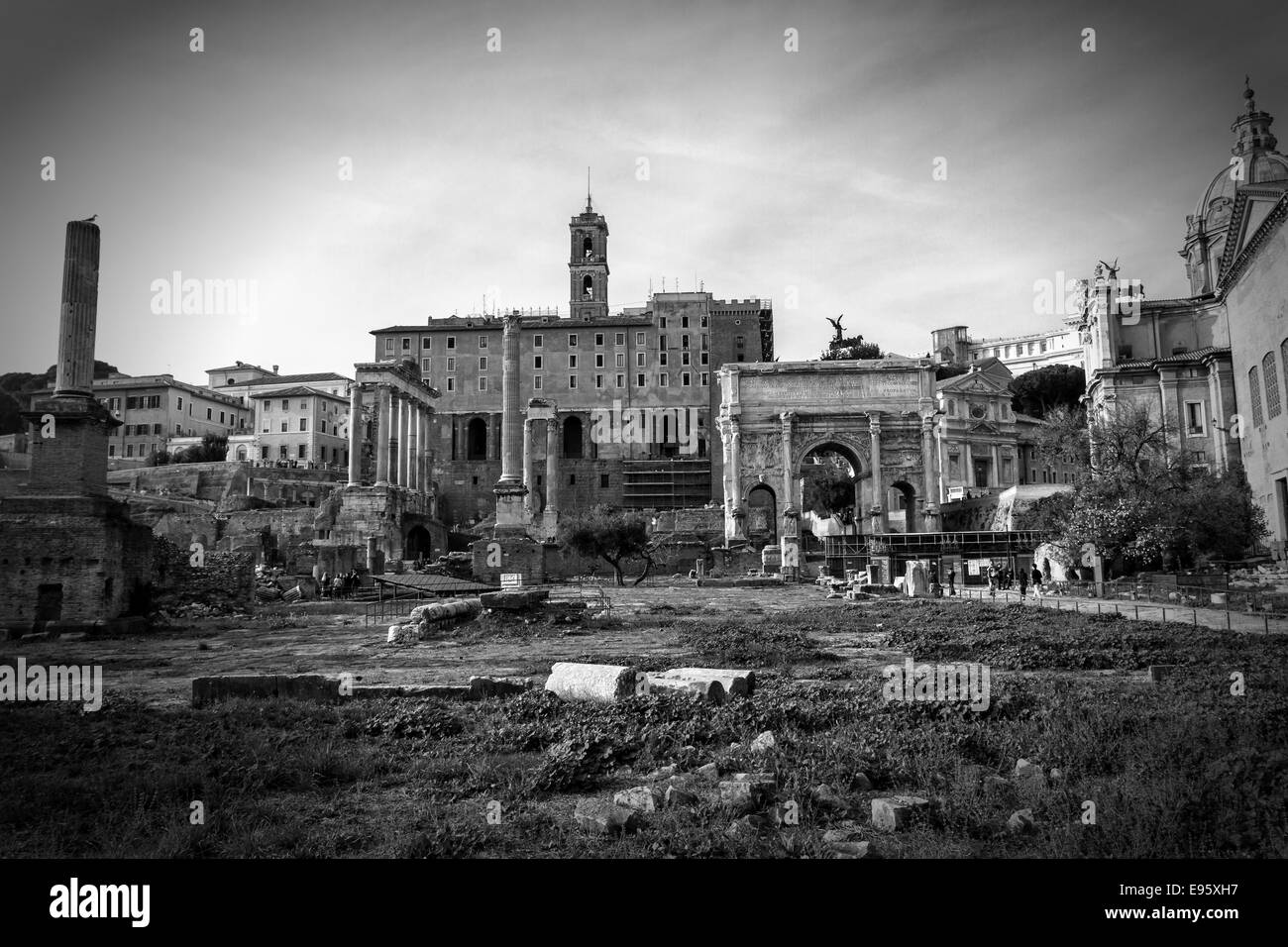 Panoramic view ancient roman stone Black and White Stock Photos ...