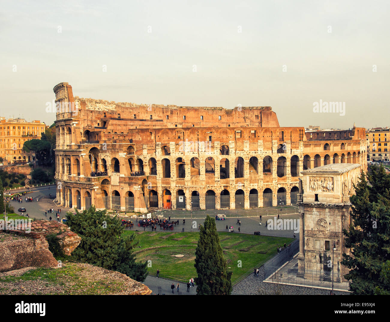 view of the Colosseum Amphitheater in Rome Stock Photo - Alamy
