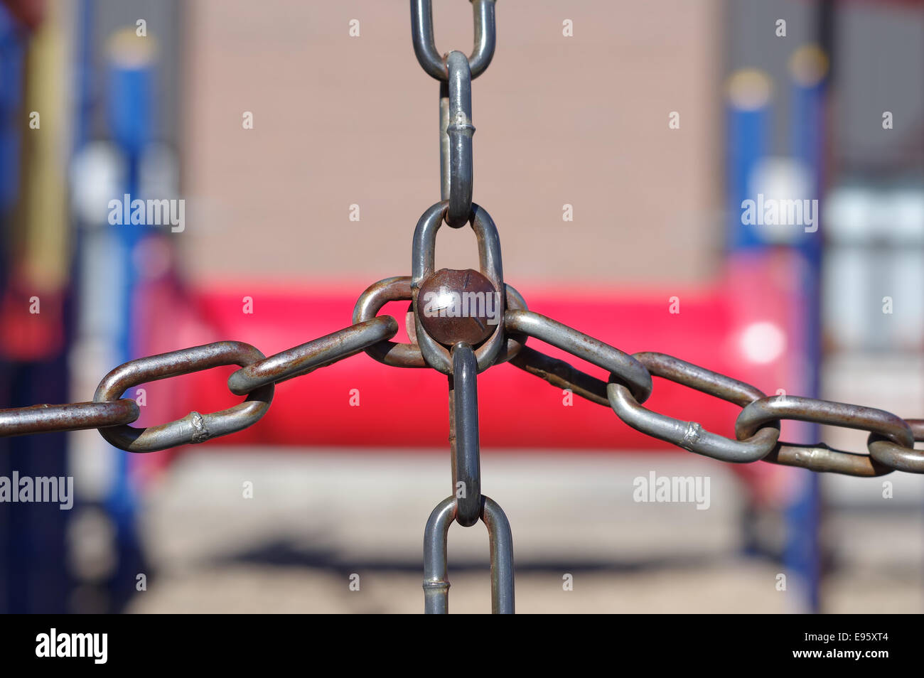 View of schoolyard playground-climbing chains Stock Photo - Alamy