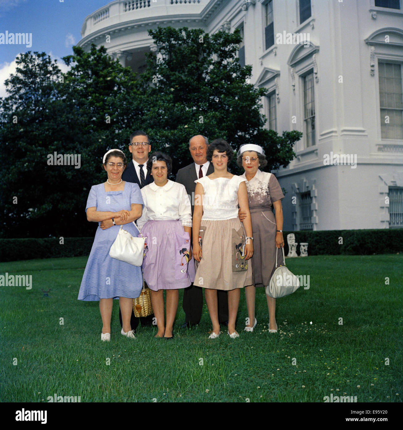 A photograph capturing visitors at the White House, possibly during a ...