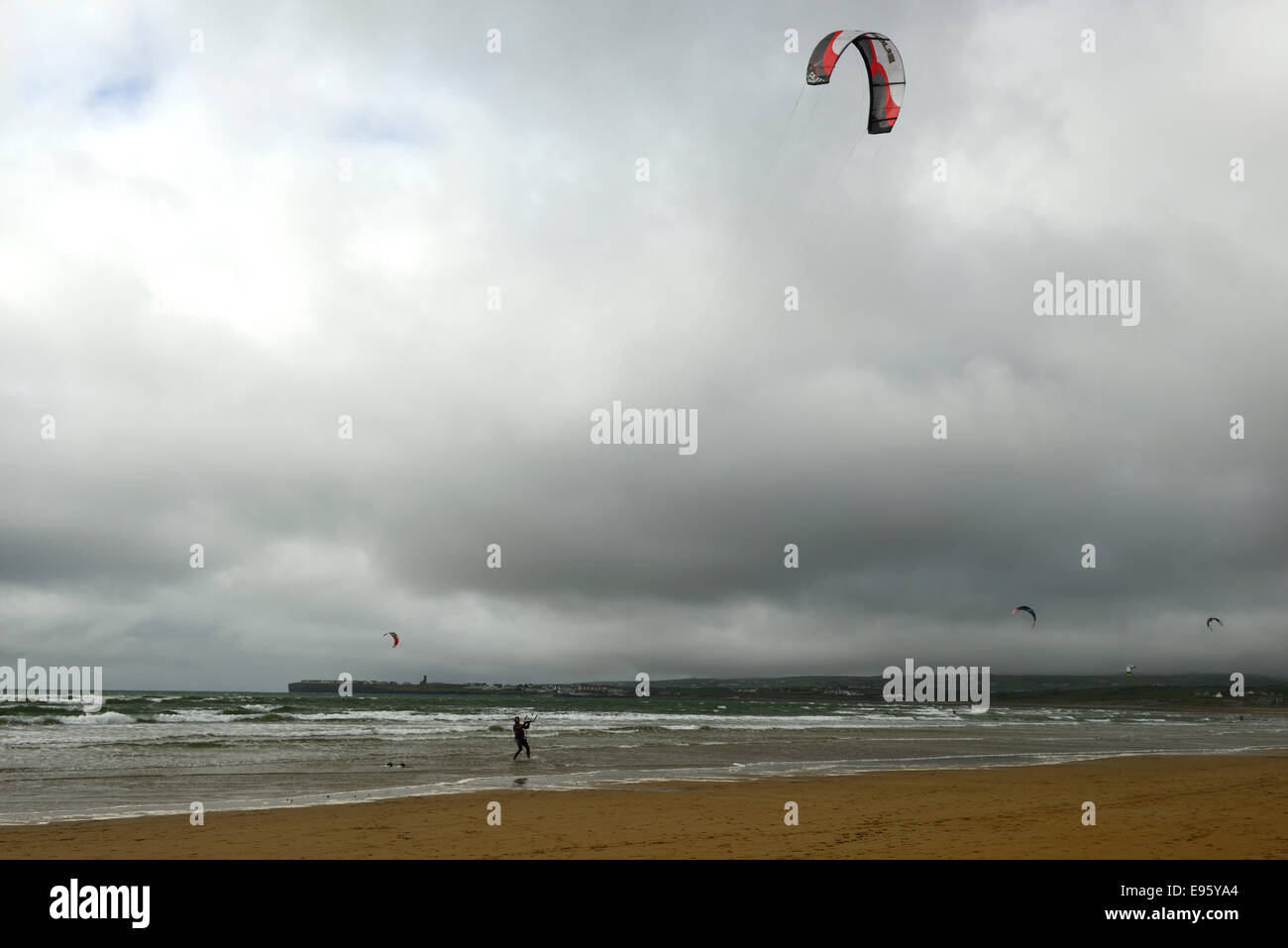 kite surf surfing surfer lahinch lehinch clare ireland west coast wild ...