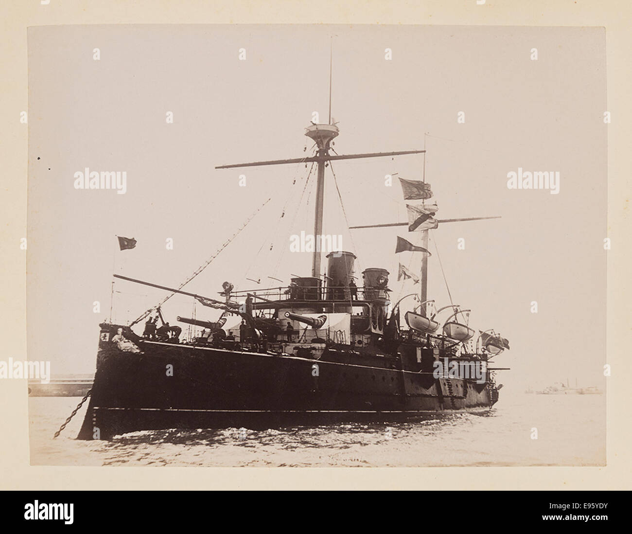 A photograph of the Spanish Navy flagship 'Reina Regente' under sail ...