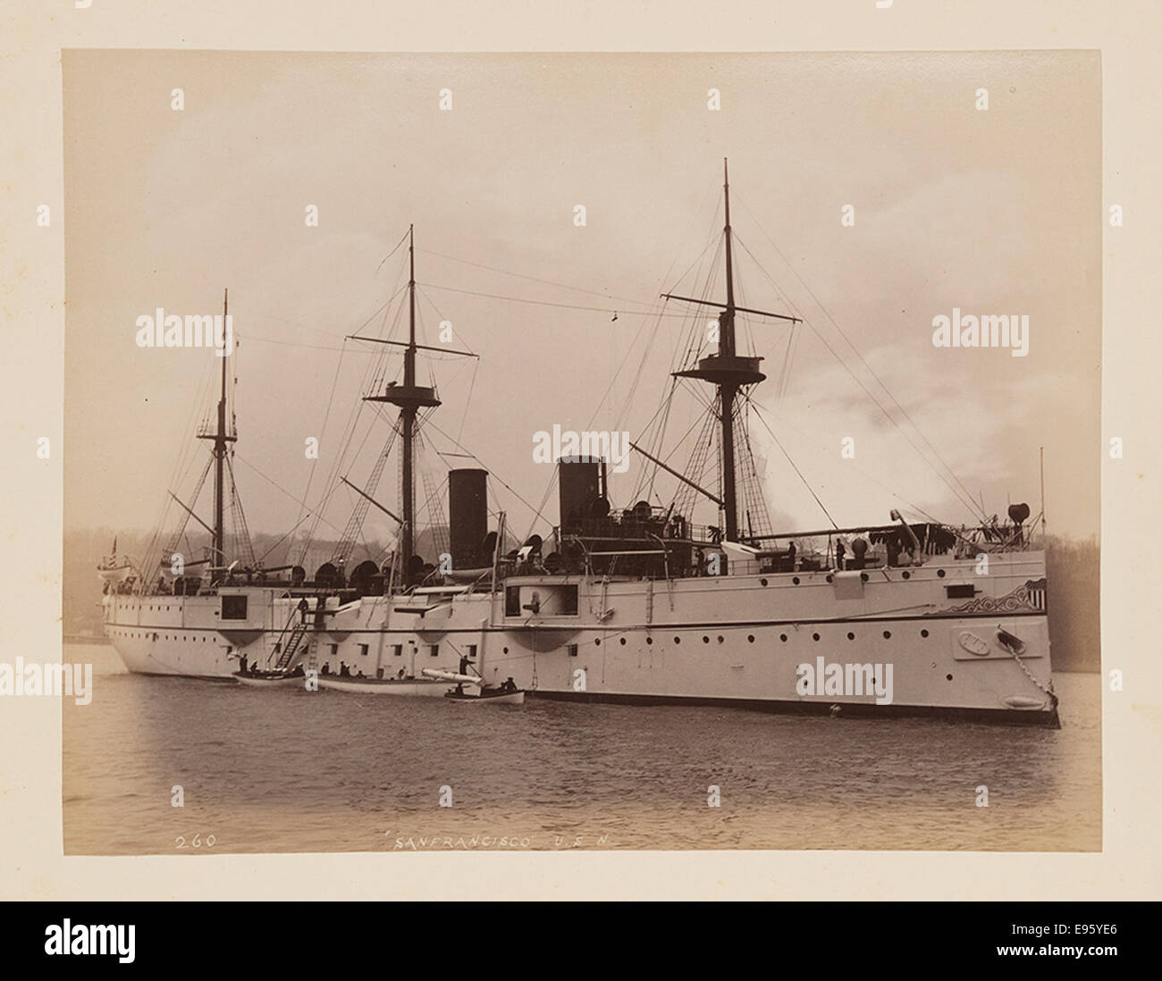 This image features U.S. Navy cruisers in San Francisco, with sailors ...