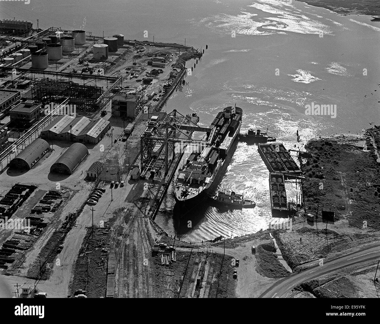 Aerial View, Seatrain Louisiana at Refinery Dock, Seatrain Lines] Stock ...