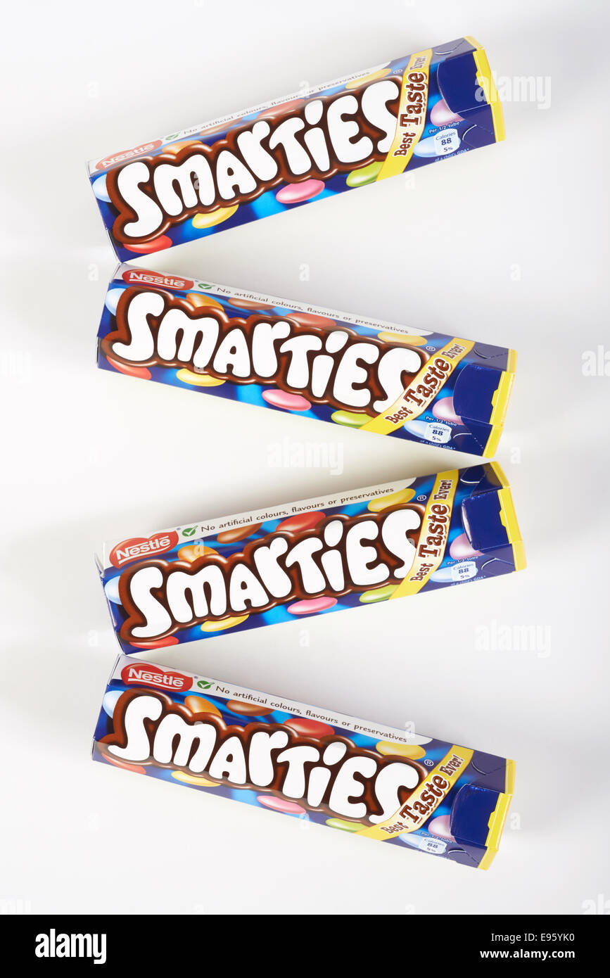 Tubes of Smarties chocolate sweets Stock Photo - Alamy
