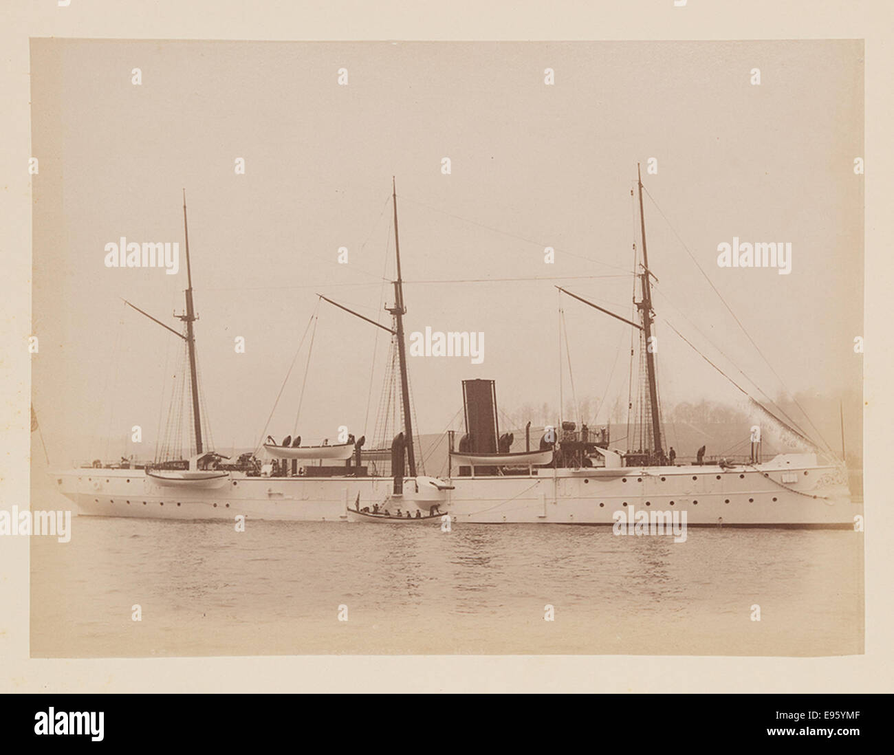 A photograph showing a United States Navy gunboat, the USS Bennington ...