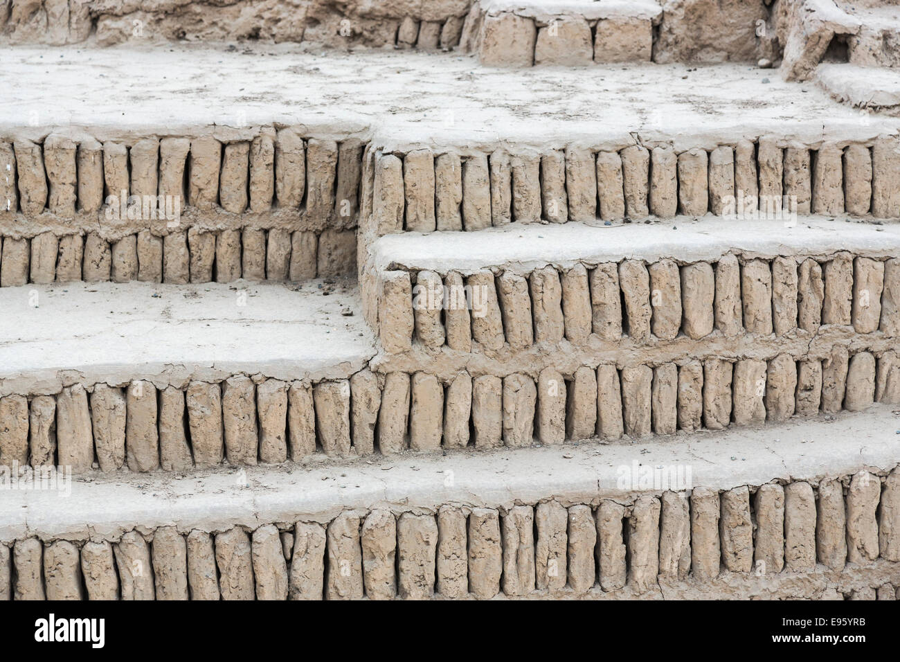 Sightseeing: typical adobe sun-dried bricks at the pre-Inca Lima ...