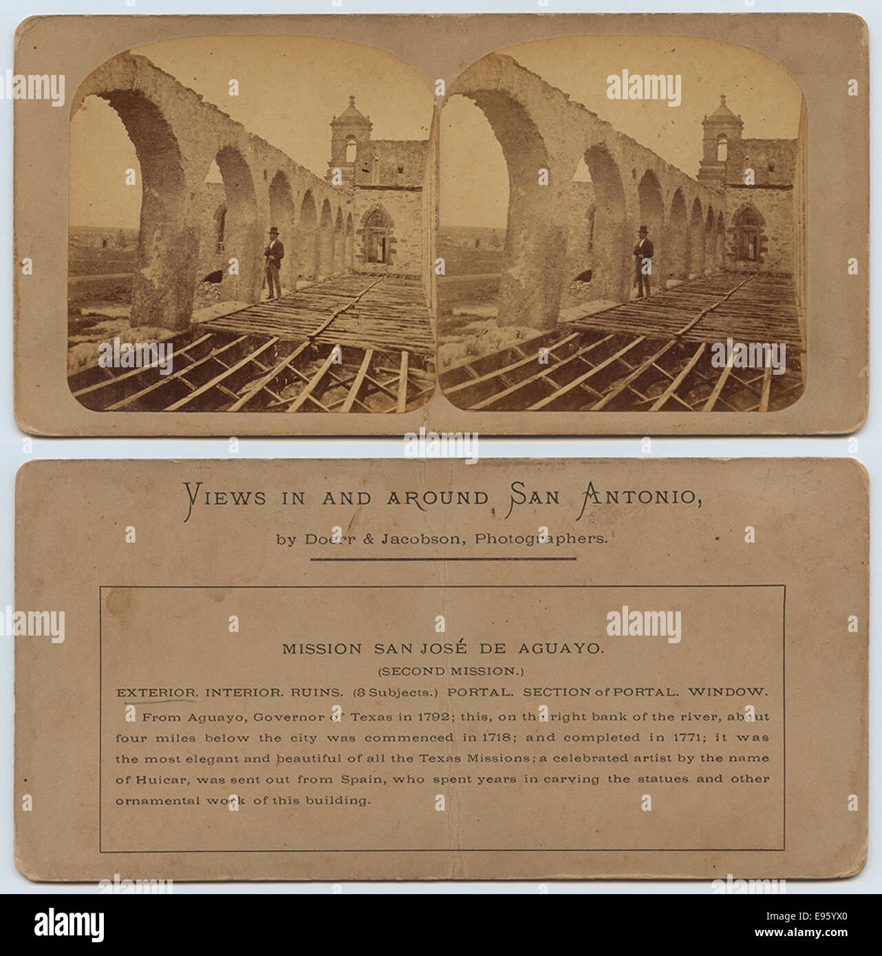 This stereoview photograph features a Texas convent and the religious ...