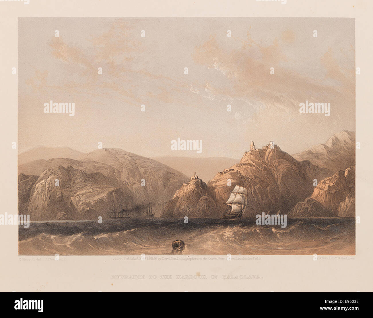 An image depicting the entrance to the Harbour of Balaclava, featuring ...