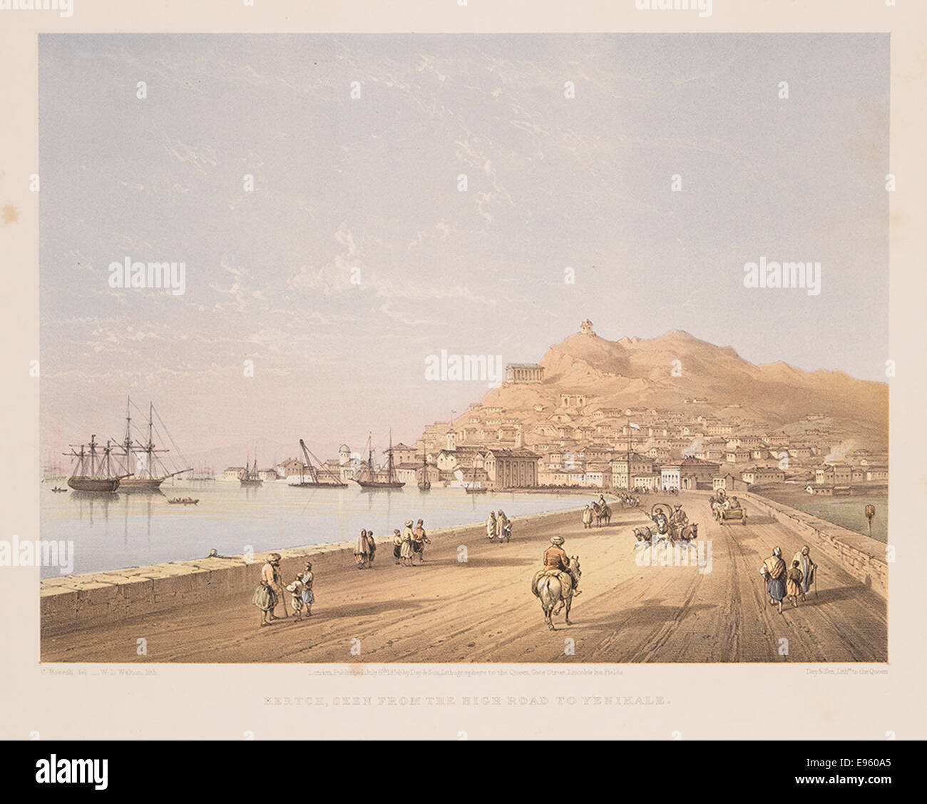 A scenic view of Kertch, seen from the high road to Yenikale. The image ...