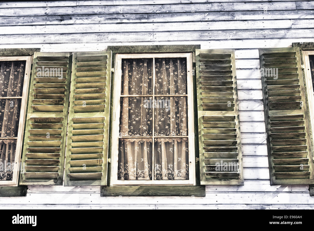 Window of a old wooden house Stock Photo - Alamy