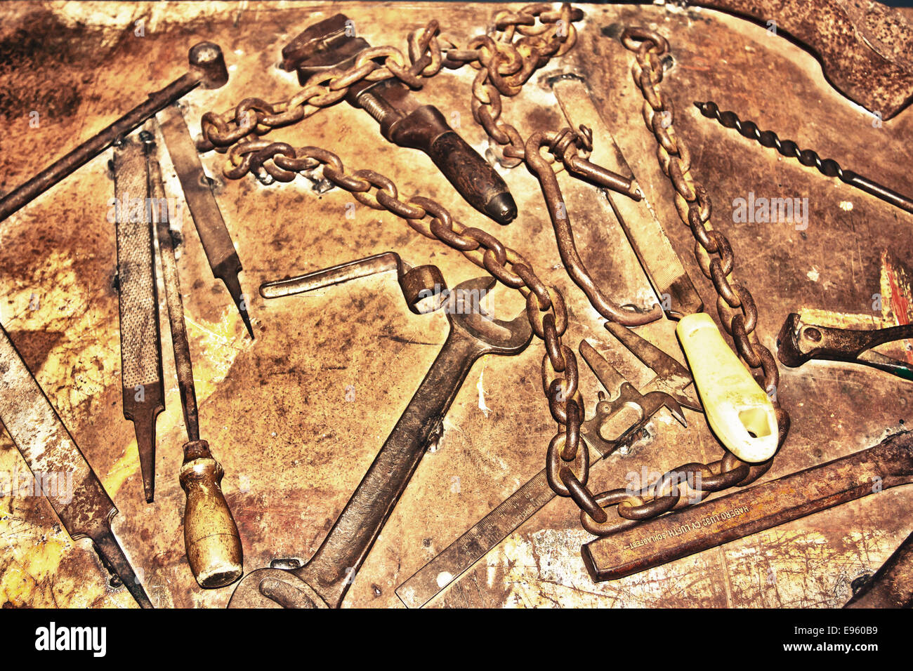 Antique rusty tools Stock Photo - Alamy