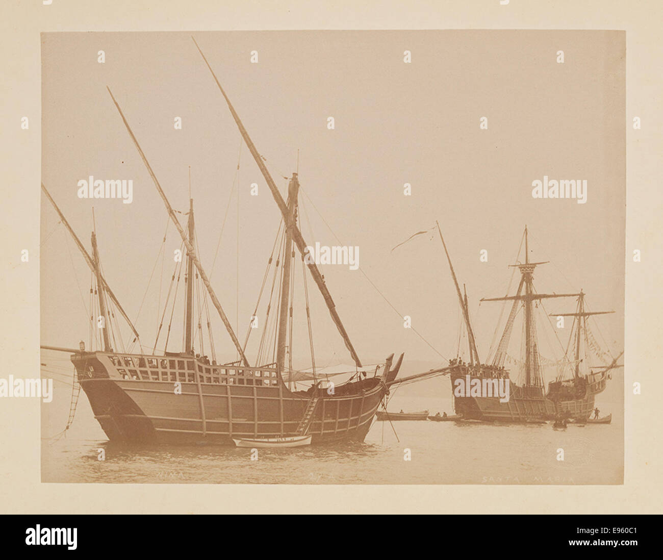 This image features the ships Nina and Santa Maria, showcasing their ...