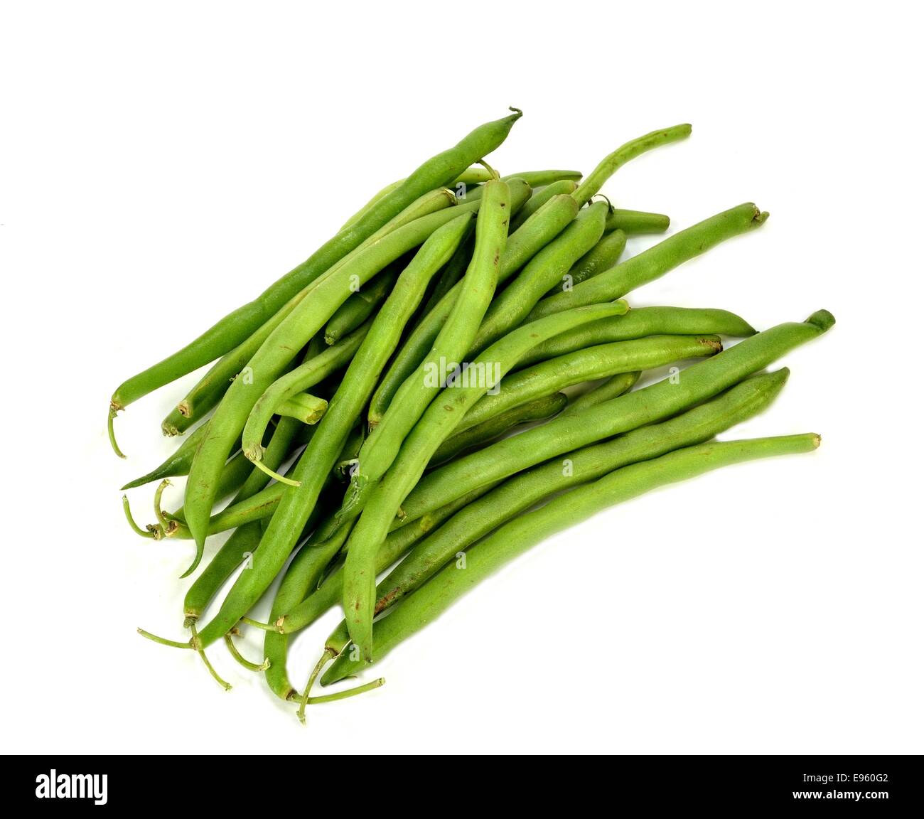 Group of green beans on a white background Stock Photo - Alamy