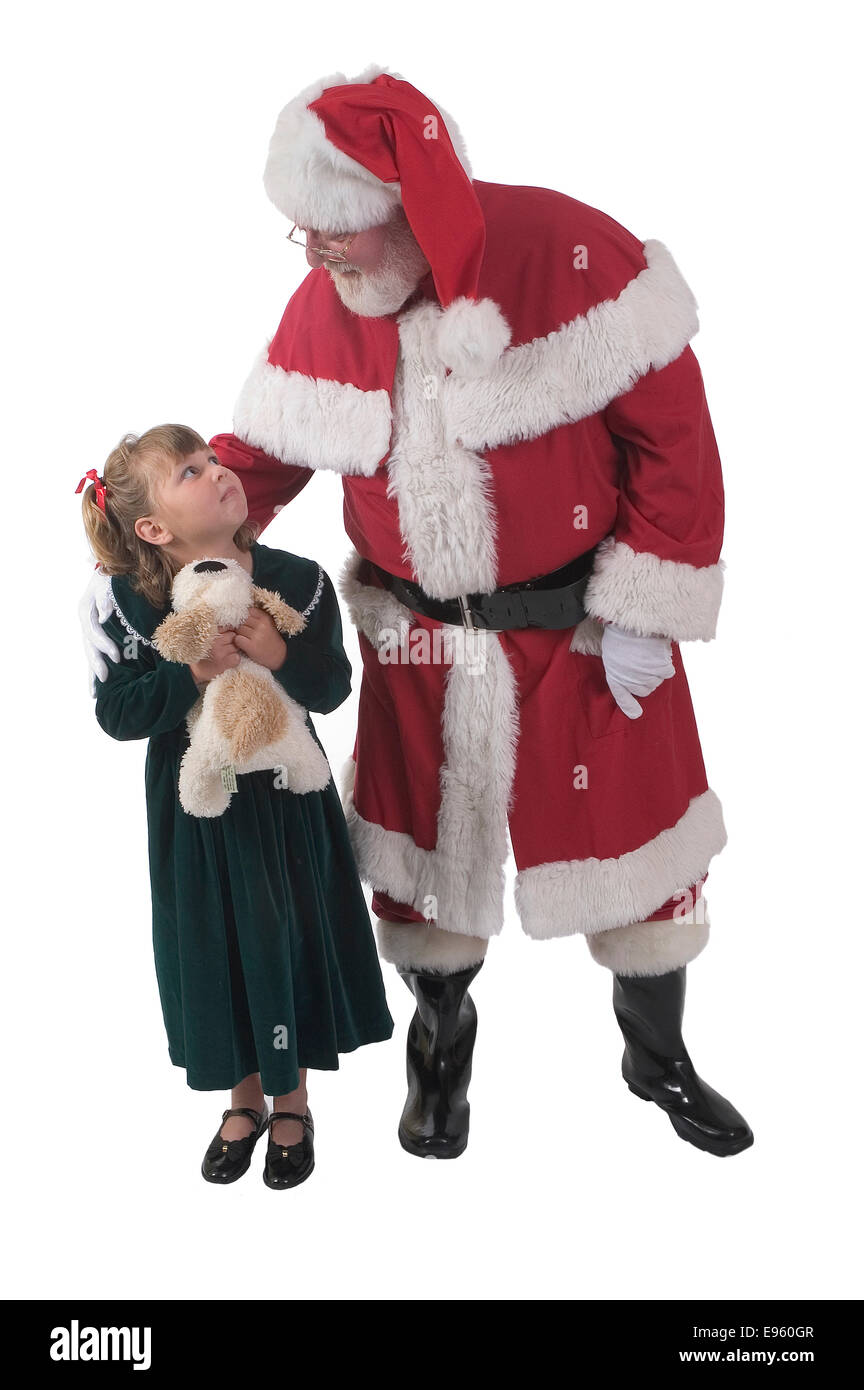 Santa with little girl Stock Photo - Alamy