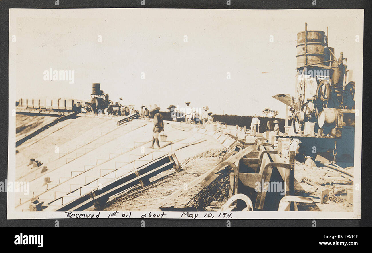 A historical image related to the oil industry, specifically the first ...