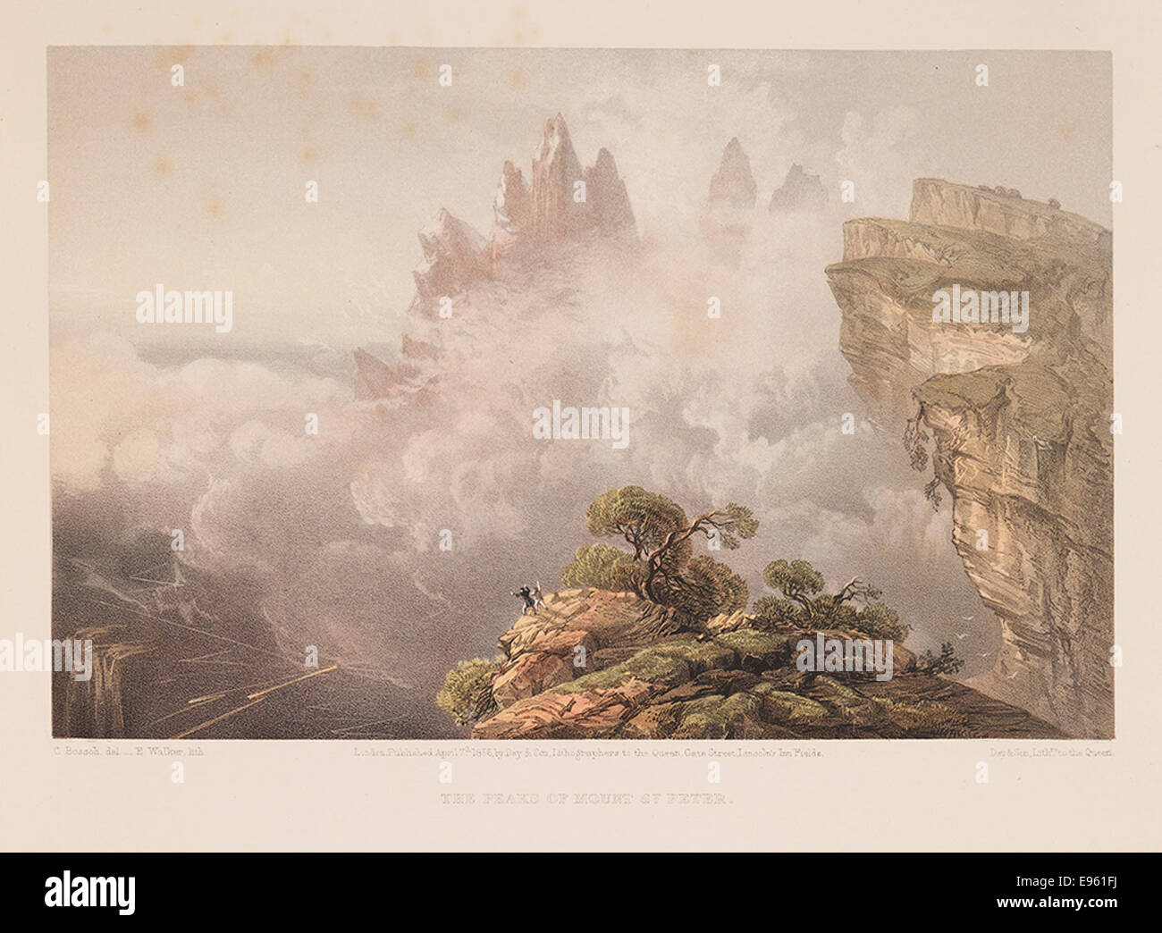 Photograph of the peaks of Mount St. Peter, with clouds hovering over ...