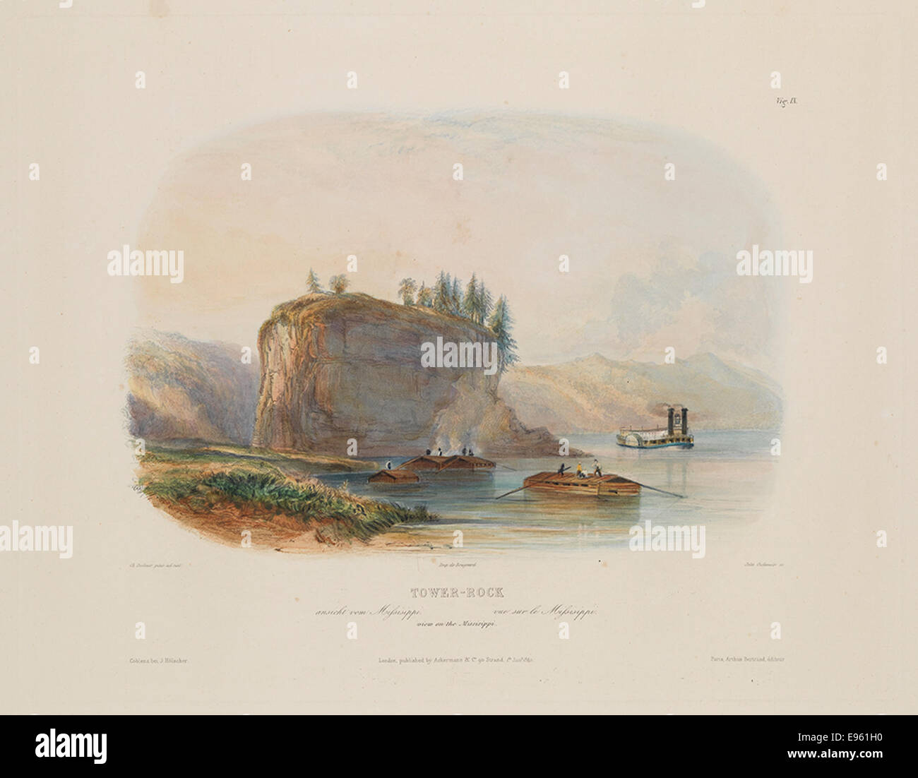 This historical image shows Tower Rock, a famous landmark on the ...