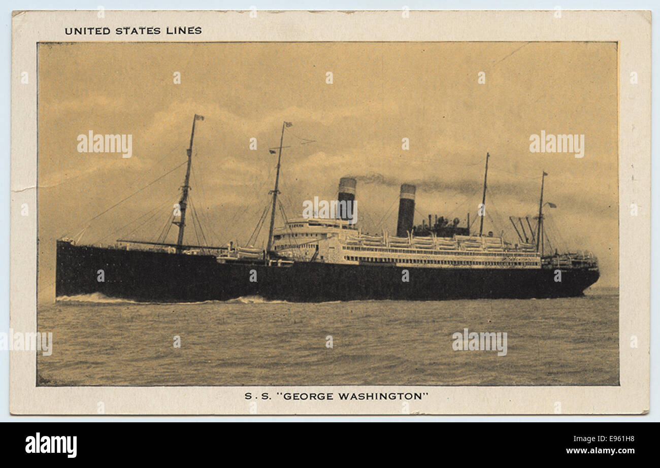 A photograph of the S. S. 'George Washington', a prominent passenger ...