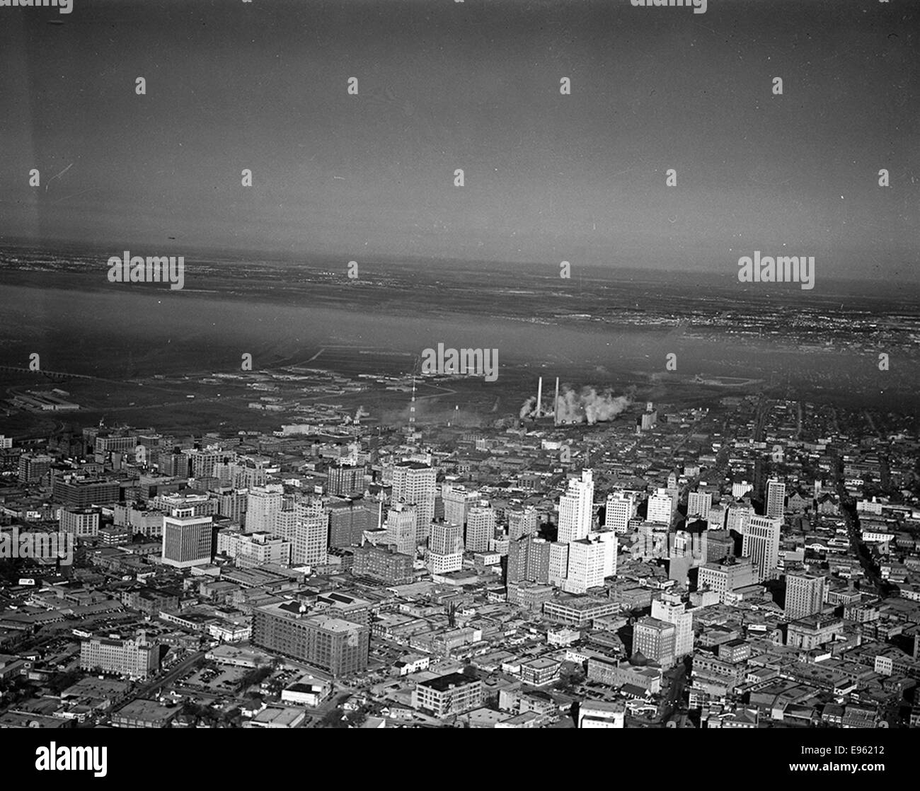 An aerial view of downtown Dallas, Texas, showcasing the city's skyline ...