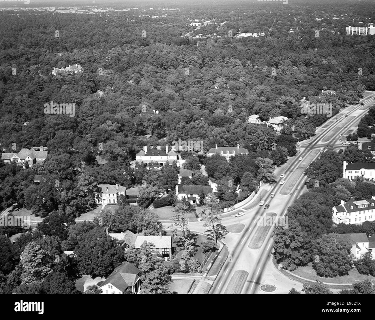 An aerial view of the Theodore Newton Law residence in Houston, Texas ...