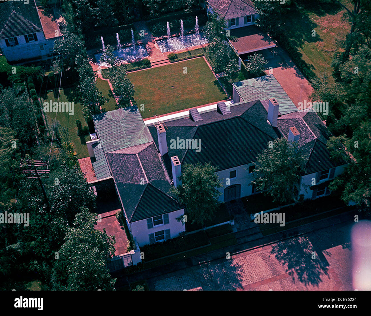 This aerial photograph shows the Theodore Newton Law residence in ...