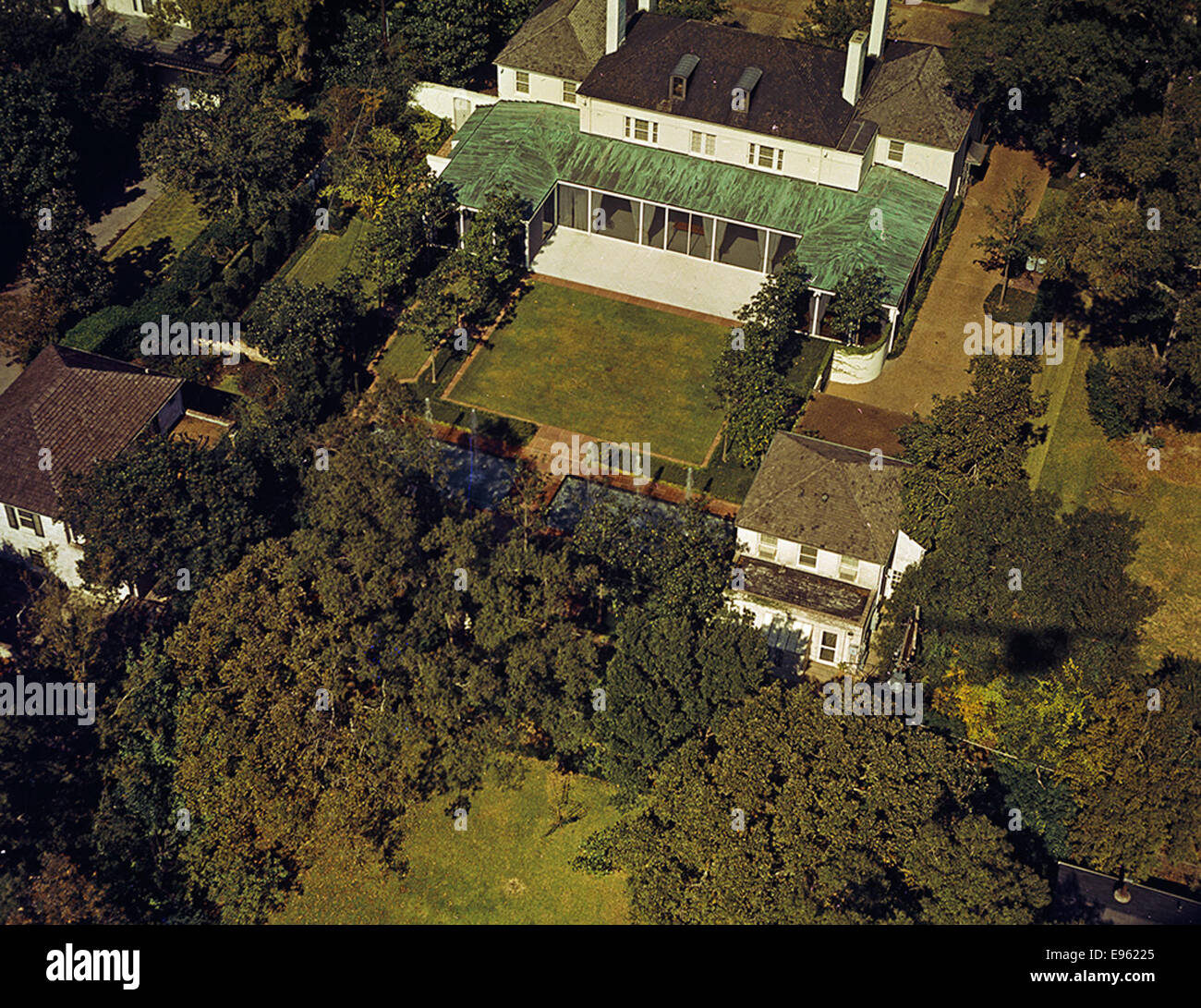 An aerial photograph of the Theodore Newton Law residence in Houston ...