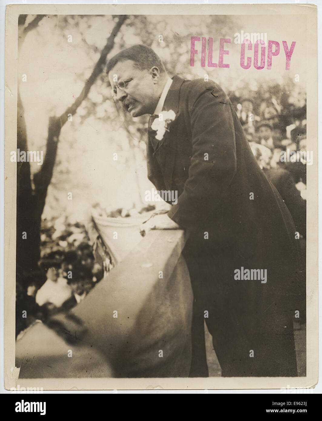 This photograph captures Colonel Theodore Roosevelt during his visit to ...