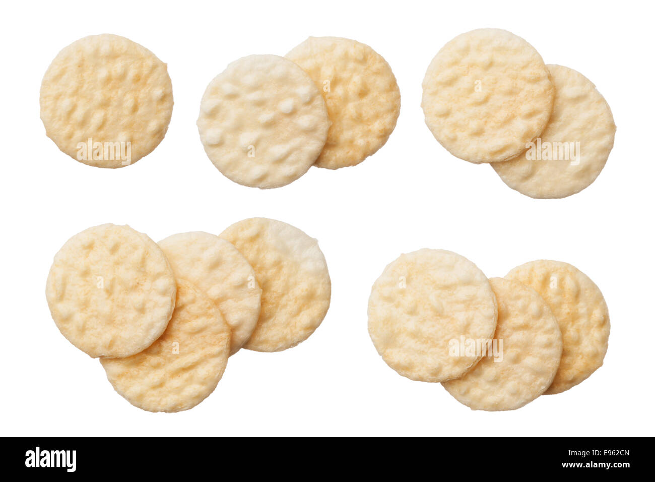 Rice crackers isolated on white background, close up Stock Photo - Alamy