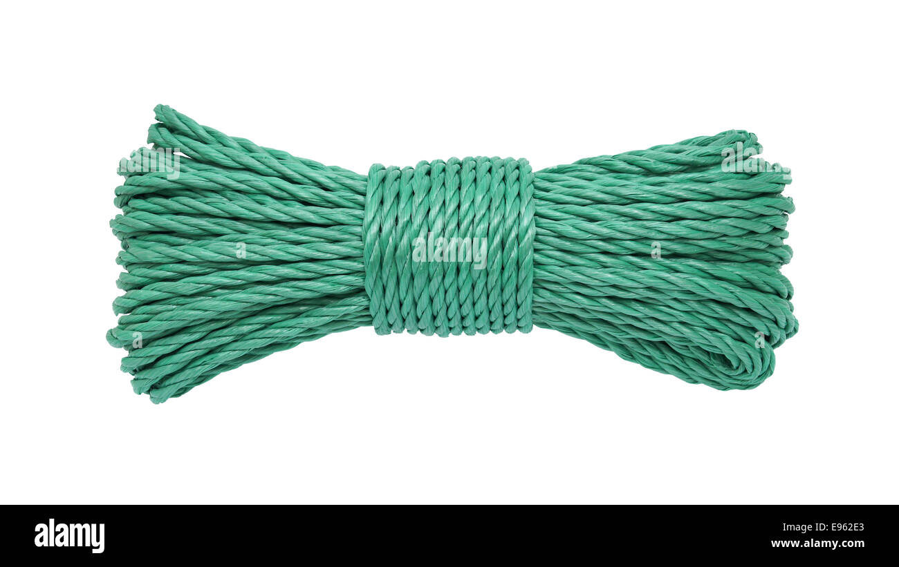 Green rope bunched isolated on white background Stock Photo - Alamy