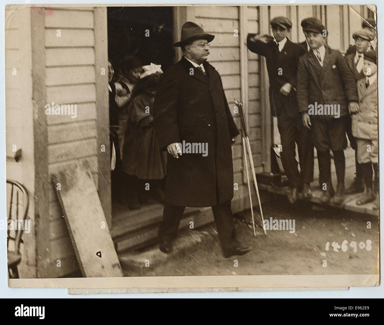 A historic photograph of President Theodore Roosevelt after casting his ...