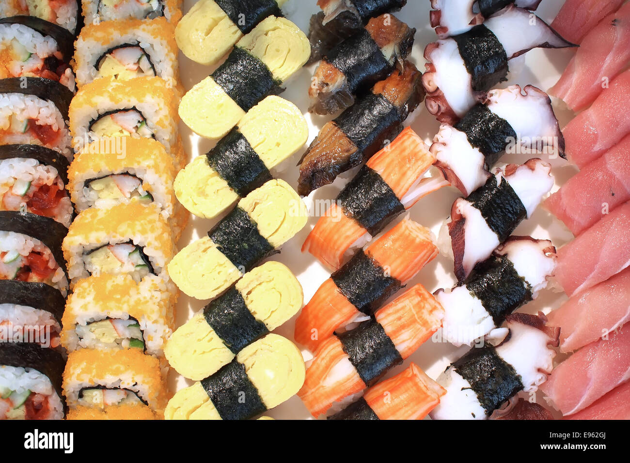 closeup of sushi rolls traditional japanese food Stock Photo - Alamy