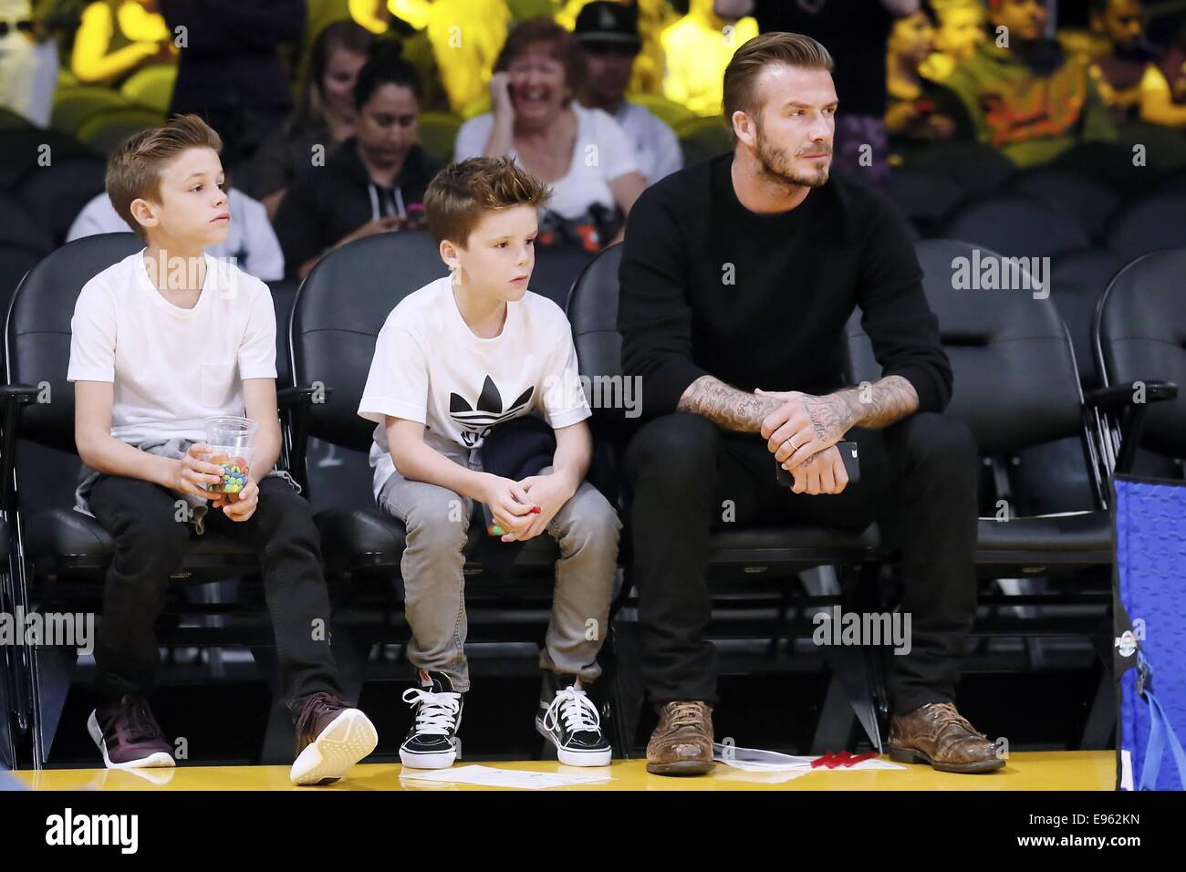 David Beckham Kids At Basketball Game