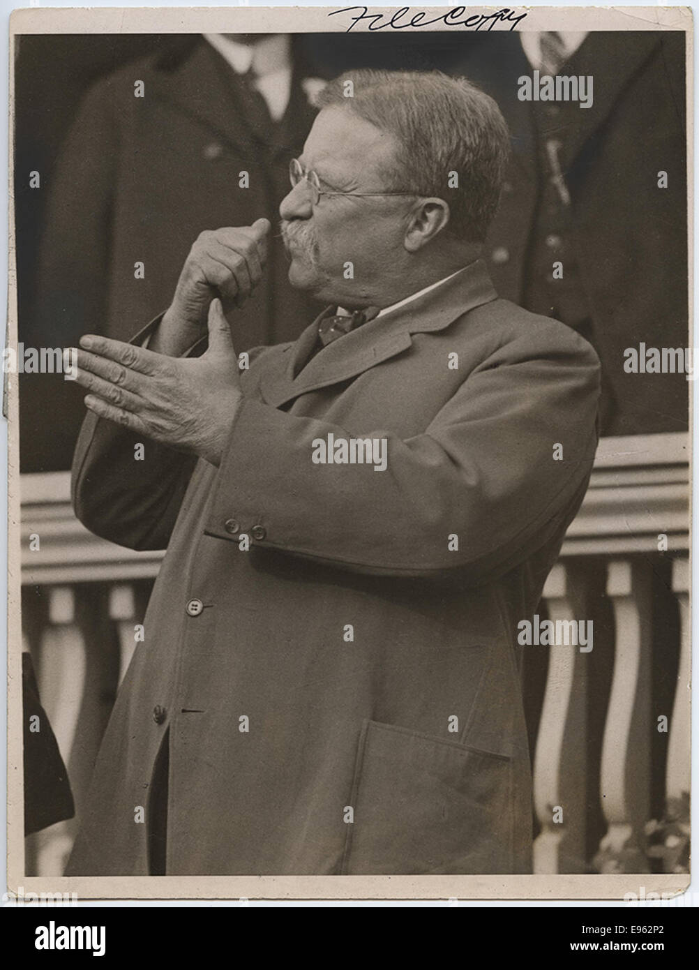 This image shows President Theodore Roosevelt delivering a speech ...