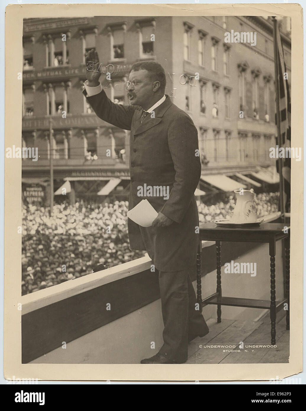 This historical photograph captures President Theodore Roosevelt ...