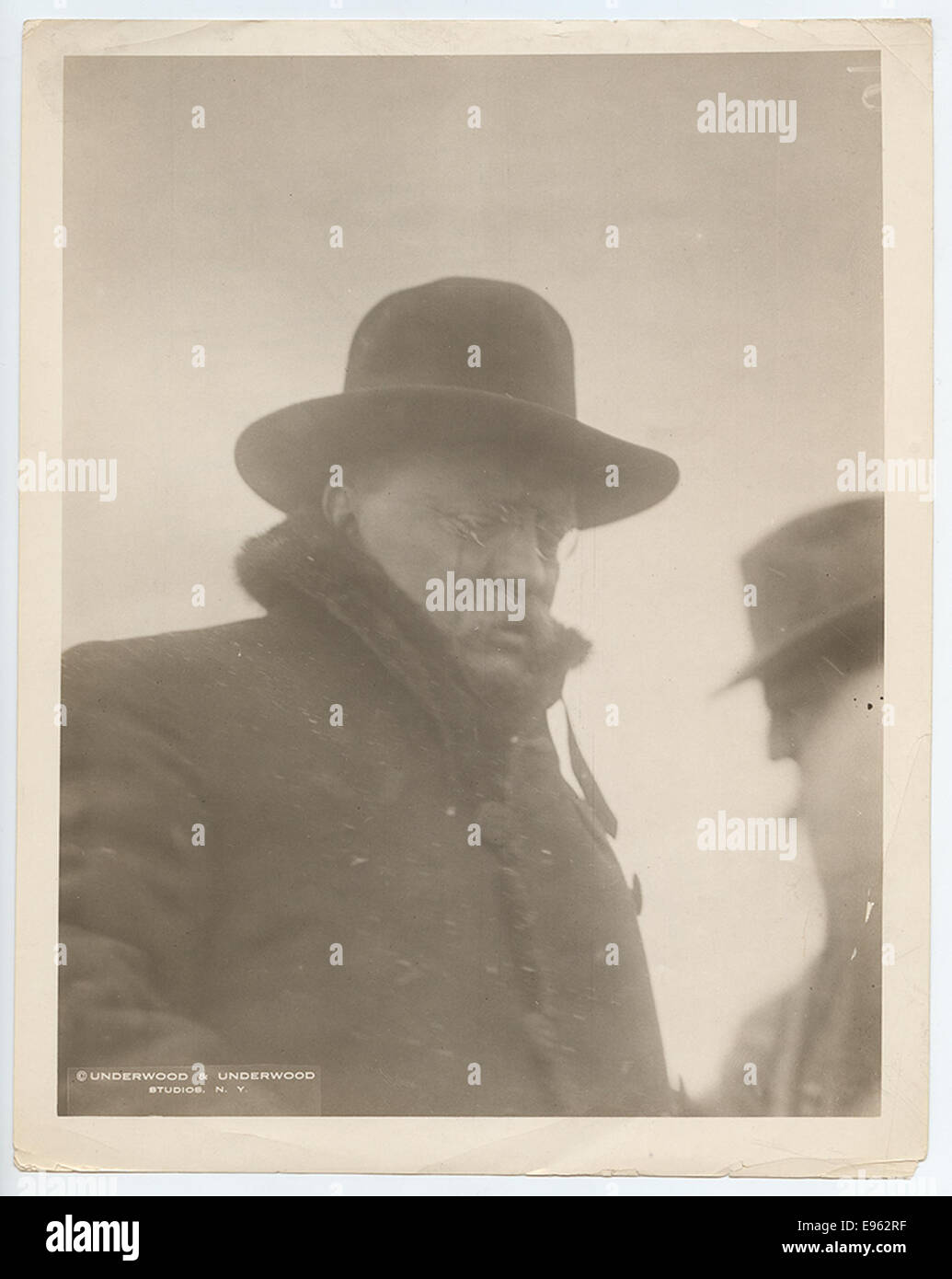 A photograph of President Theodore Roosevelt (1858-1919) delivering a ...