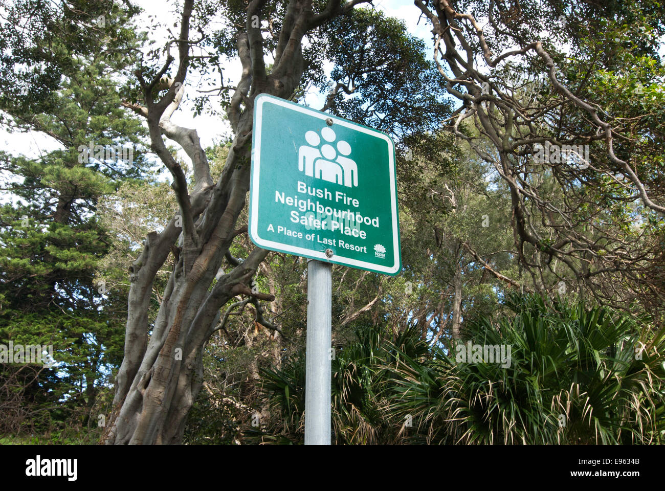 Bush Fire Neighbourhood Safe Place information sign, Sydney, Australia ...