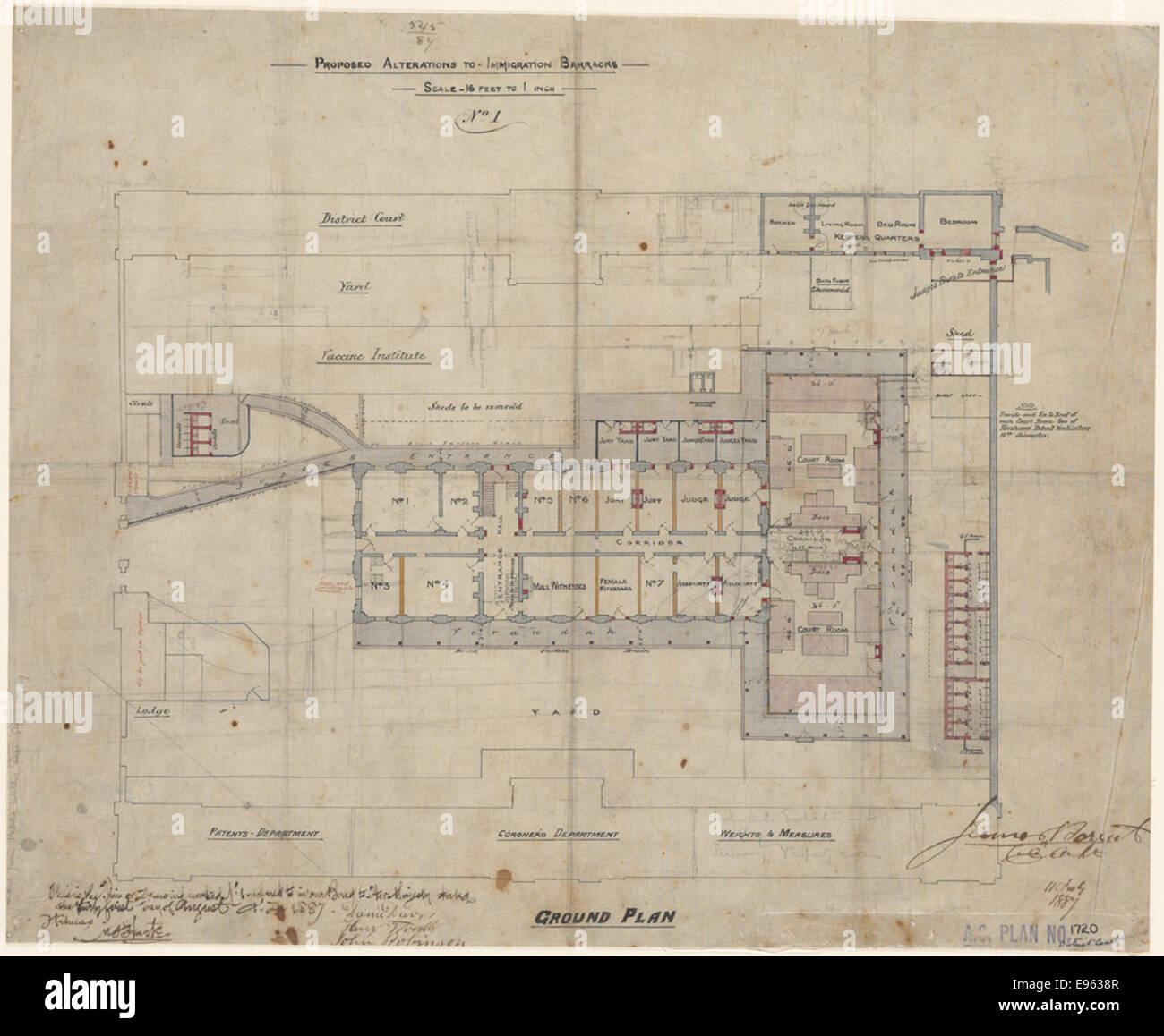 A proposed ground plan for alterations to the Immigration Barracks in ...
