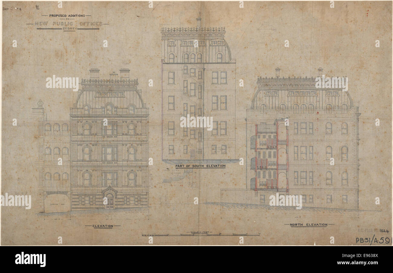 Vintage building plans hi-res stock photography and images - Alamy