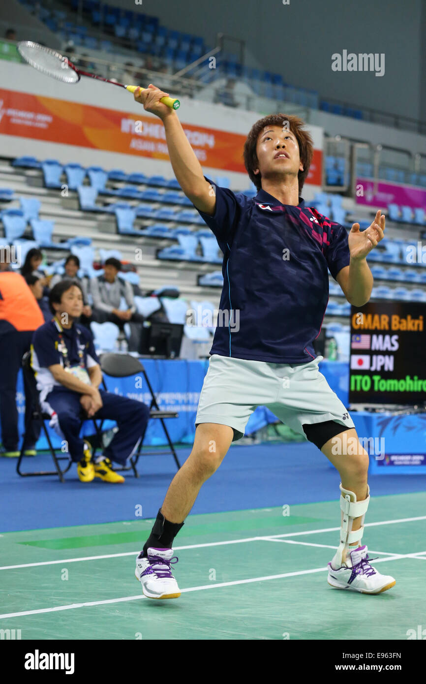 Incheon, South Korea. 20th Oct, 2014. Tomohiro Ito (JPN) Badminton : Men's Single SL4 ...