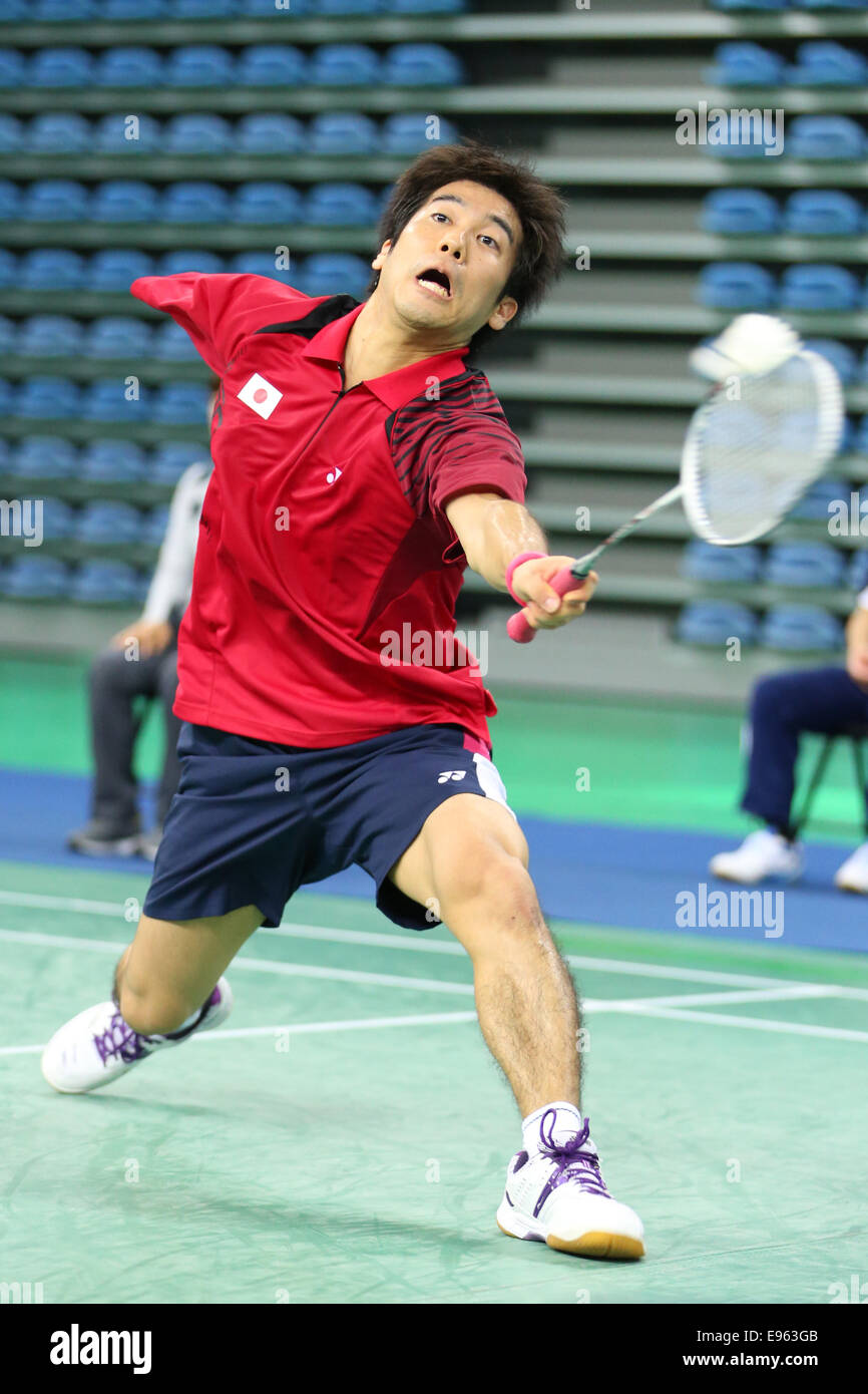 Incheon, South Korea. 20th Oct, 2014. Gen Shogaki (JPN) Badminton ...