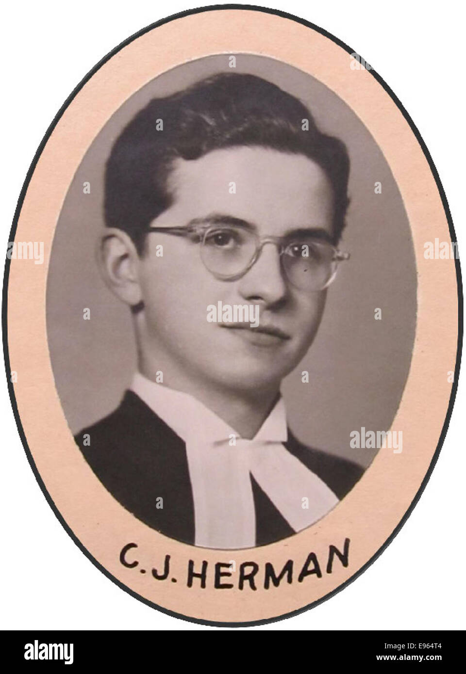 This portrait photograph features Carl Joseph Herman, a 1947 graduate ...